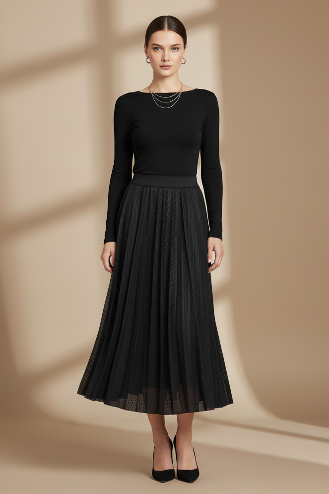Diagonal Ribbed Pleats Midi Skirt – Ns' Boutiques